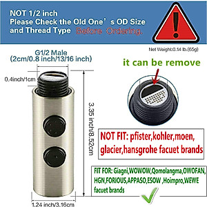 PULL Down kitchen faucet spray head G1/2 male or 13/16inch 2 Functions kitchen faucet head Replacement Part Pull Out Spray Head Kitchen Faucet Compatible for kraus/Giagni facuet brands Brushed Nickel