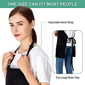 Jubatus 2 Pack 3 Pockets Adjustable Bib Apron Chef Kitchen Cooking Aprons for Women Men, Black