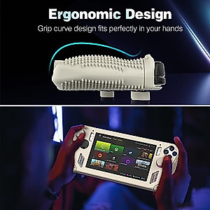 SUIHUOJI for Rog Ally Stand Protective Case, Silicone Accessories Protector, Soft Cover Skin Shell with 2 Pairs Thumb Grips Caps, Full Protection Kickstand for ASUS Rog Ally Handheld (Off White)