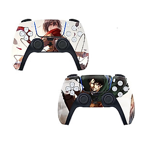 EBTY-Dreams Inc. - Set of 2 AOT Titan Shingeki no Kyojin Mikasa, Levi Ackerman Vinyl Skin Sticker Decal Protector for Playstation 5 (PS5) Controllers