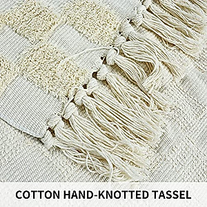 Zeeinx Boho Bathroom Rugs 2'x3' Cotton Hand Woven Area Rug with Tassels Cute Checkerboard Tufted Rug Farmhouse Throw Rug for Laundry Bedroom Living Room Entryway