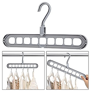 ZEDODIER Magic Hangers, Space Saving Hangers 5 Pack Sturdy Plastic 9-in-1 Hanger Closet Organizer(Grey)