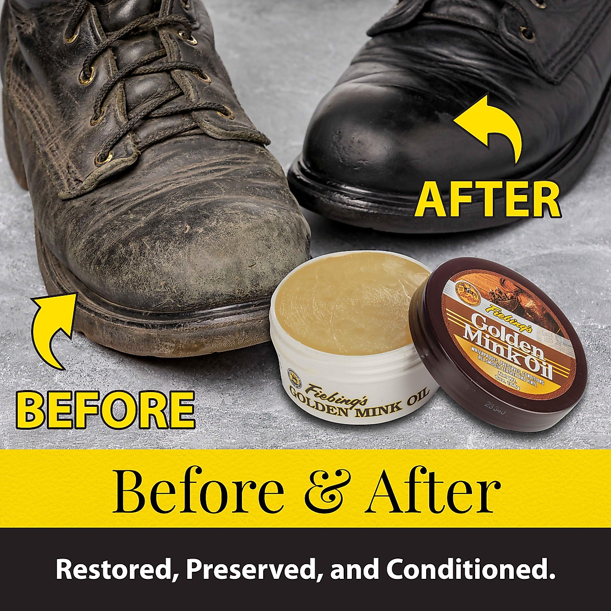Fiebing's Golden Mink Oil Paste, 6 oz. - Soften, Preserves and Waterproofs Leather and Vinyl