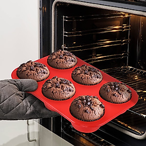 TRUSBER Muffin Pan, 2.75 Inch Silicone Muffin Tin with 6 Cups Silicone Cupcake Molds - 2 PACK Large Cupcake Liner Pan, BPA FREE & Dishwasher Safe