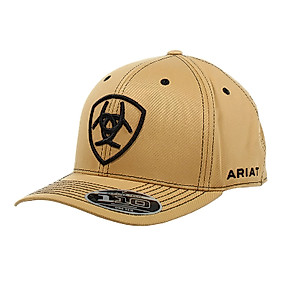 ARIAT Men's Shield Logo Flexfit 110 Cap, Structured 6-Panel Design, Snapback Closure, Tan