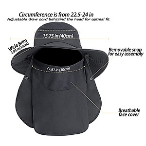 Sun Hat for Men Women, Summer UV Sun Protection Wide Brim Fishing Hat for Men with Face Cover & Neck for Hiking