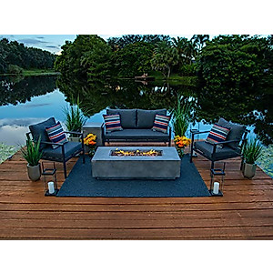 Juno 4 Piece Outdoor Furniture Conversation Set with 56" Rectangular Propane Gas Fire Pit Table