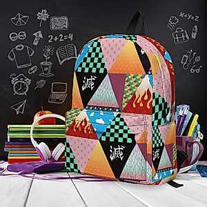 Anime Laptop Backpack Single, Lightweight Bookbag with Shoulder Strap Cool Multi-Pocket Case 17" Computer Bag (Gray, One Size)