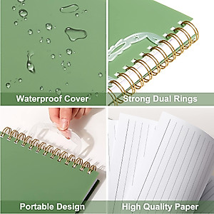 Yoment Top Spiral Notebooks,Top Bound Notebooks Lined 6"x 9",College Ruled Waterproof Cover Notepad,80 sheets(160 Pages),Durable Meeting Notebook for School and Office Business,Green