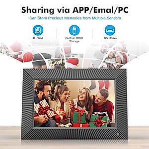 NETHGROW 32GB IPS Touch Screen Digital Picture Frame - 10.1 Inch WiFi Digital Photo Frame for Home Desk or Wall Decor, Share Photos Instantly via APP or Email, Unlimited Cloud Storage
