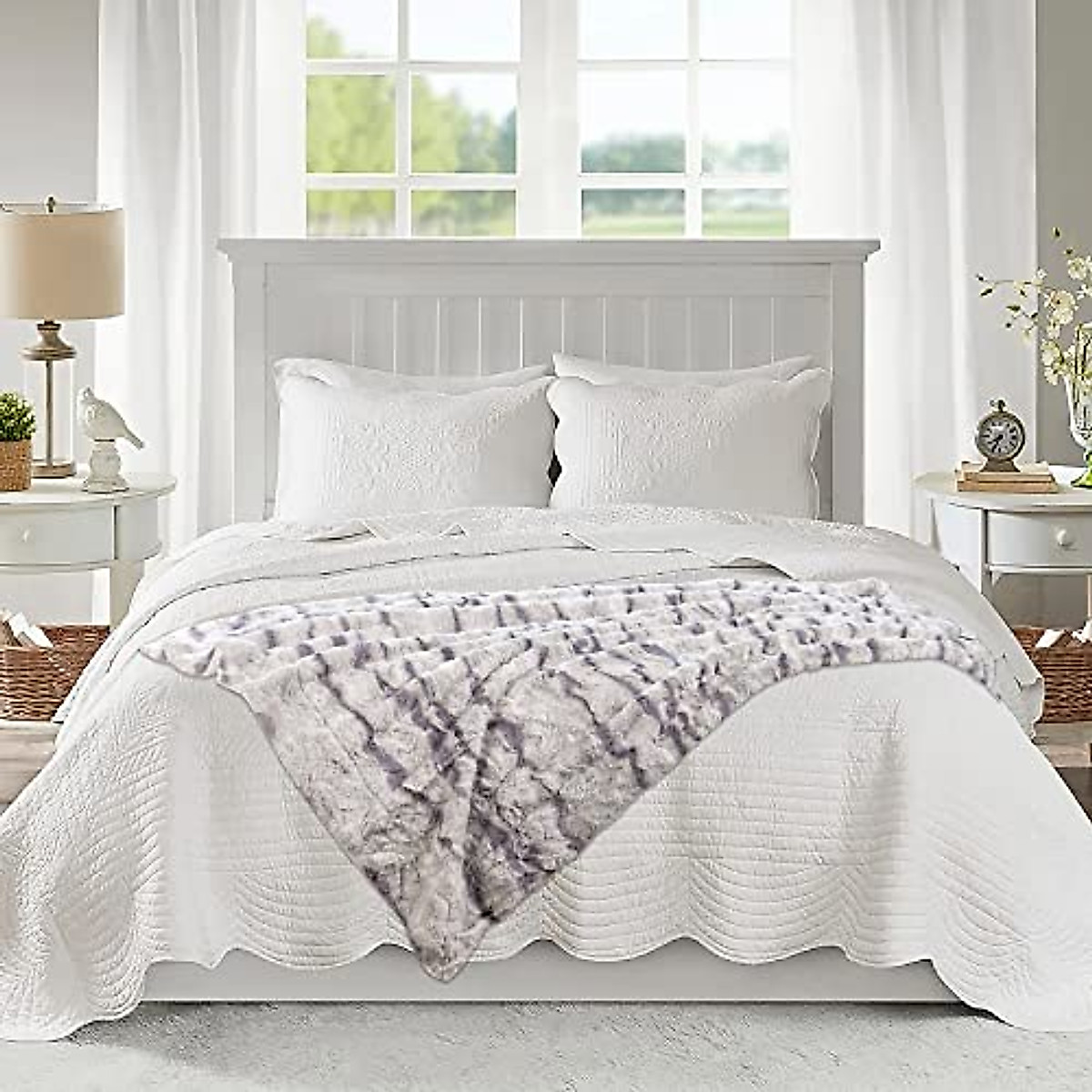 Home Soft Things Calla Soft Warm Cozy Fluffy Comfy Throw Blanket with Sherpa Backing 60'' x 80'', Luxurious Accent Plush Couch Bed Sofa Cover Farmhouse Décor