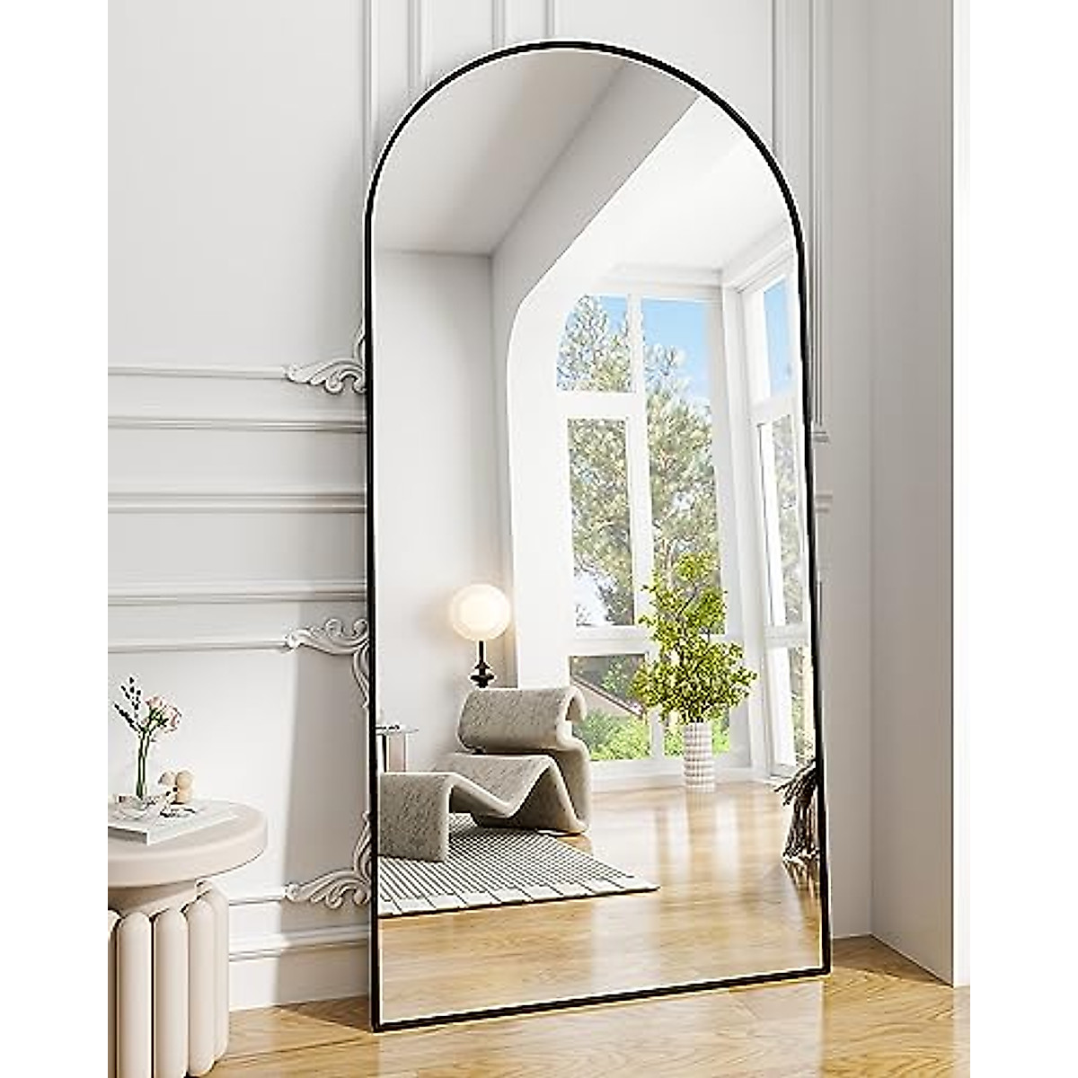 Koonmi 30"x71" Arched Full Length Mirror, Black Large Floor Mirror with Aluminum Alloy Frame Standing Hanging or Leaning Wall-Mounted Full Body Mirror for Living Room and Bedroom