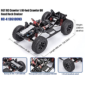 roadwi RGT RC Crawler 1:10 4WD Off-Road Truck Rock Cruiser RC 136100V3 Hobby RC Car Toy Car for Adults (Fluorescent Green)