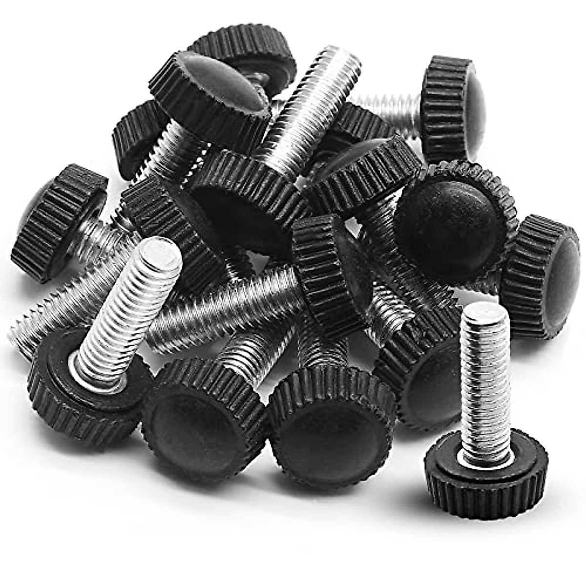 Piutouyar 16Pcs M6x15mm Male Thread Knurled Thumb Screw, Clamping Knobs Grip Thumb Screw on Type Round Head
