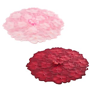 Charles Viancin - Set of 2 Geranium 4 Inch Silicone Drink Covers - Airtight Seal