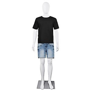 SHAREWIN Male Mannequin Dress Form Mannequin Body Faceless 73 Inches Adjustable Mannequin Dress Model Full Body Plastic Detachable Mannequin Stand Display Mannequin Head Metal Base (White)