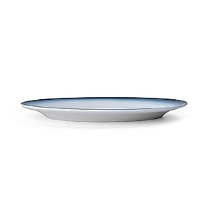 Mikasa Swirl Ombre White Oval Platter, 13.75 Inch, Blue Banded