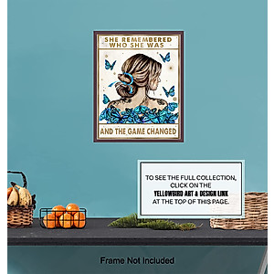 Inspiration Wall Art & Decor - She Remembered - Boho-chic Boho Hippie Wall Art - Encouraging Wall Decor - Blue Home Office Living room Bedroom Wall Decor for Woman Motivational poster - Positive Quote