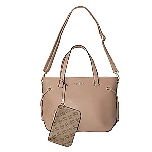 Alexis Bendel Women's Handbag Vegan Leather Shoulder Satchel Bag With Pouch 2 PCS Set Mauve