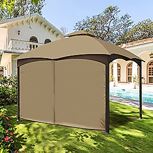 Wonwon Gazebo Universal Replacement Privacy Curtain Privacy Panel Canopy Side Wall with Zipper for 10' x 10' Outdoor Gazebo (Khaki)