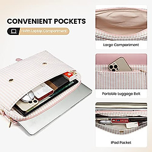 LOVEVOOK Computer Bag Laptop Bag for Women Cute Laptop Messenger Bag for Work College,Pink Stripes
