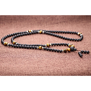 AmorWing Onyx Brown Tiger Eye 108 Mala Beads Wrap Bracelet Necklace