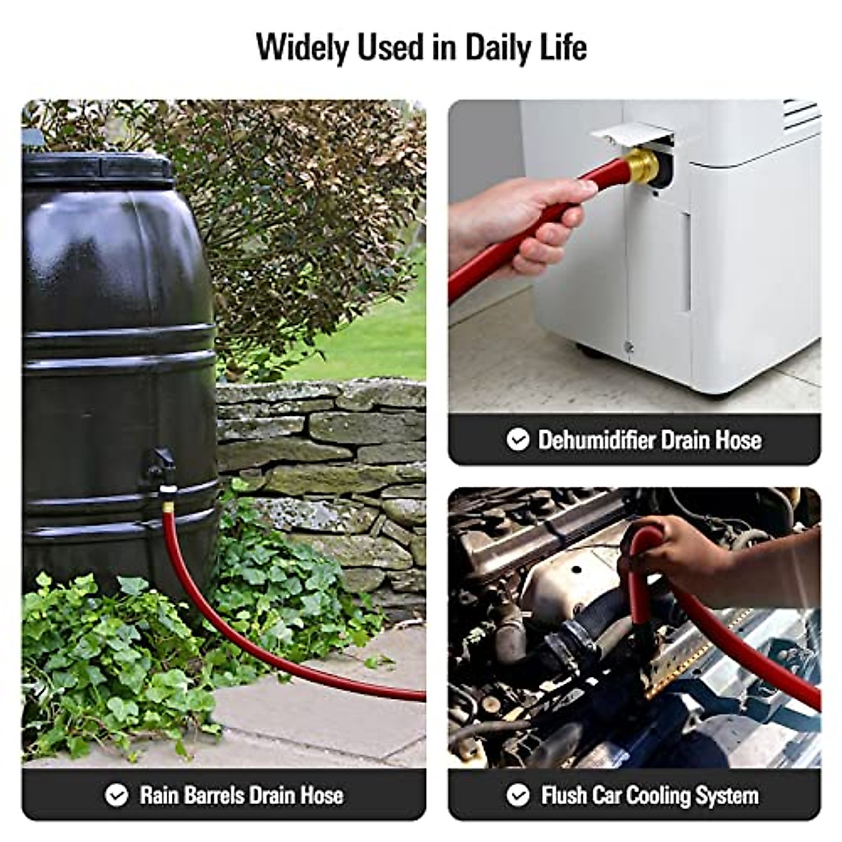 Solution4Patio Homes Garden 3/4 in. x 4 ft. Short Garden Hose Red Lead-in Hose Male/Female, No Leaking, Solid Brass Fitting for Water Softener,Dehumidifier,Vehicle Water Filter 12 Year Warranty