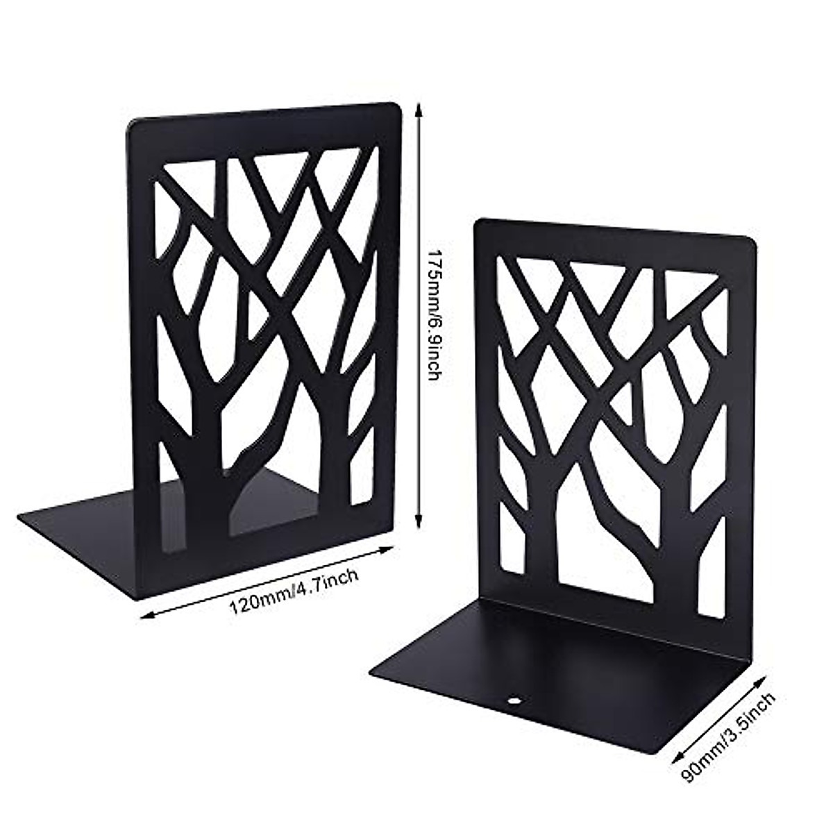 Helsens Bookends, Book Ends, Metal Bookends, Bookends for Shelves Office Home Decorative, Book Ends for Shelves Office Home (6 Pairs, 6.9 x 4.1 x 3.5 inch)