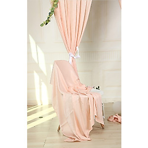 SHERWAY 9.6 Feet x 10 Feet Light Peach Silky Soft Curtain Wedding Backdrop Drapes, Slightly Shiny Satiny Window Curtains for Party Ceremony Decoration