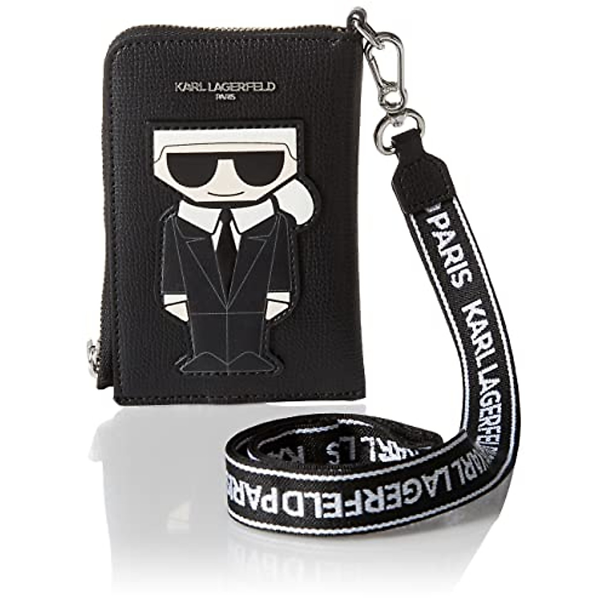 Karl Lagerfeld Paris womens Maybelle Slg Wristlet Wrislet handbag, Black/Black Multi Amour, One Size US