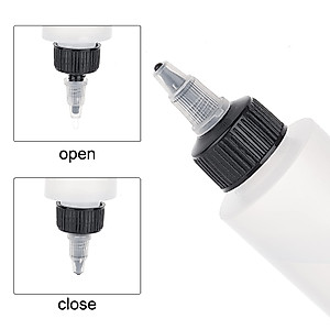 BENECREAT 48PCS 4 Sizes Natural Twist Bottle Cap Black Squeeze Bottle Replacement Caps for Glue Dispensing Bottles, Crafts Repair and Art