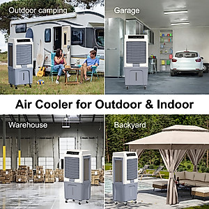 Landeagle Swamp Cooler, 3288CFM Evaporative Air Cooler with 10.6-Gal Water Tank, Evaporative Cooler with Water Level Alarm, 3 Speeds, 12H Timer, Air Cooler for Indoor Outdoor Patio Garage Use(42IN)