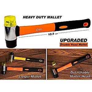 Laminate Wood Flooring Installation Kit with Extra Strong Solid Tapping Block Heavy Duty (43, Upgraded Fiberglass Handle Mallet)