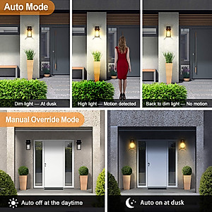 Motion Sensor Outdoor Wall Lights, Dusk to Dawn Exterior Light Fixtures Wall Mount, Front Porch Light with Matte Black Finish, Anti Rust Wall Lamp Wall Lantern, Wall Sconce Lighting for Garage, House