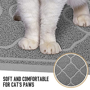 Heeyoo Cat Litter Mat, Large Kitty Litter Box Mat 47 x 35 Inches, Litter Trapping Mat with Waterproof and Non-Slip Backing, Keep Floors Clean, Soft on Kitty Paws