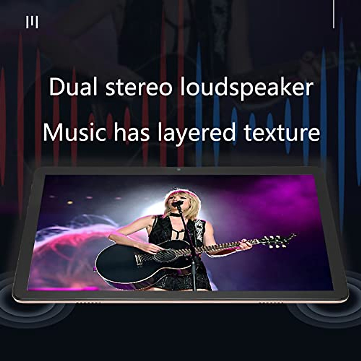 Rosvola 4G LTE Tablet, 8GB 128GB Fast Charge Support 10.1 Inch Tablet AU Plug 100-240V 1920x1200 Resolution for Android 11.0 for Reading (Gold)