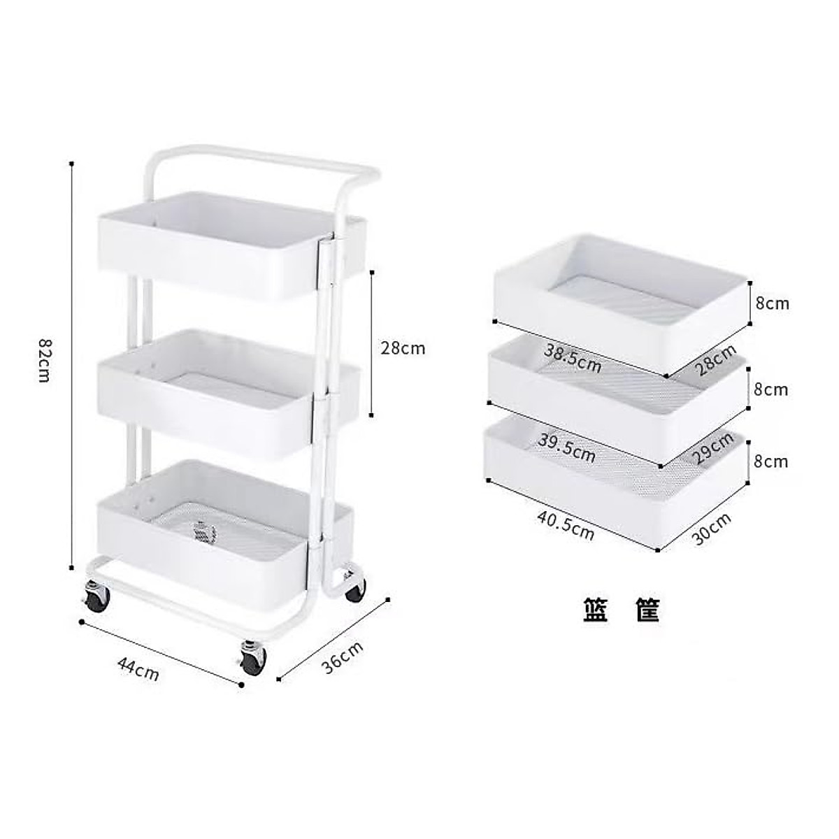 Storage Trolley Rolling Cart Utility Cart 3 Tier Kitchen Storage Cart With Wheels Trolley Bathroom Storage Organization Cart Storage Shelves Rolling Cart Kitchen Storage Cart Rolling Storage Cart ( Co