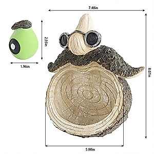 GARTOL Tree Face Birdfeeder - Old Man with Glowing Eyes in Dark Outdoor Tree Hugger Sculpture - Whimsical Garden Decoration and Wild Birdfeeder, Garden Peeker Yard Art