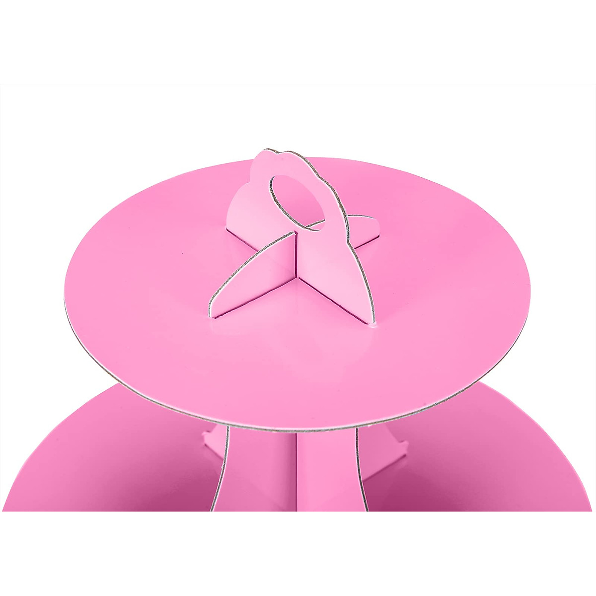 YLDW 3-Tier Cupcake Stand, Cake Stand Holder, Tiered DIY Cupcake Stand Tower for Dessert Table Displays, Birthday Theme Party Favors Decoration, Floral Tea Party, 12" W x 12.8" H, Pink