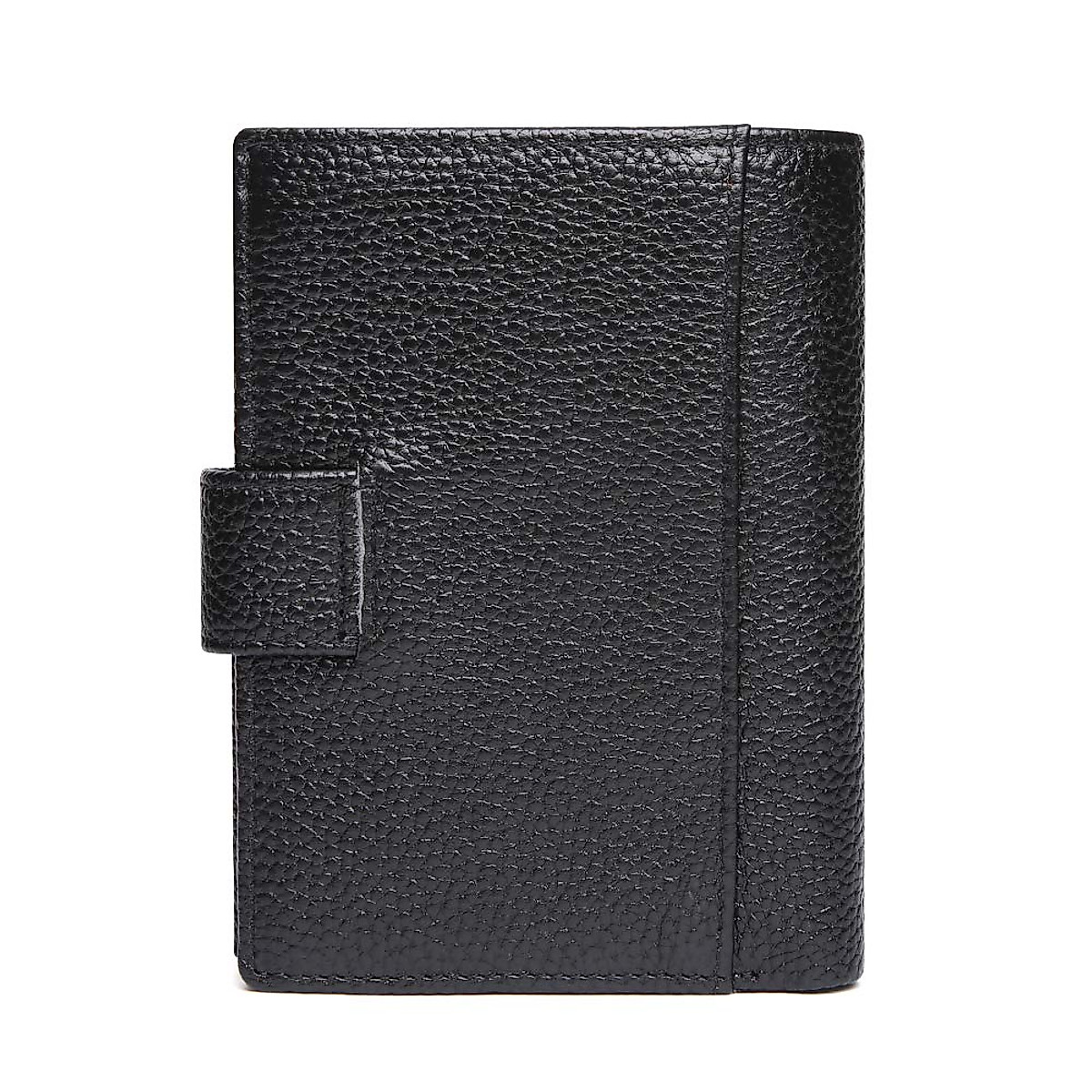 BRASS TACKS Leathercraft Vintage Handmade Full Leather Vertical Tri-Fold Wallet for Men Women RFID Blocking Small Multi Card Case Wallet (Black)