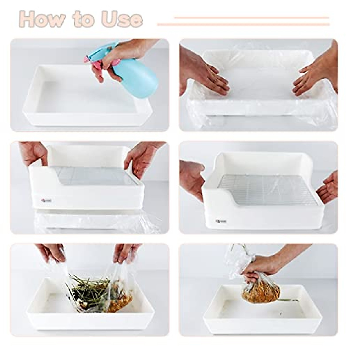 BNOSDM Bunny Litter Box with Grid Dwarf Rabbit Cage Potty Trainer Corner Toilet Small Animal Litter Pan Bedding Box Plastic Detachable Tray for Chinchillas Hedgehogs Ferret Guinea Pigs