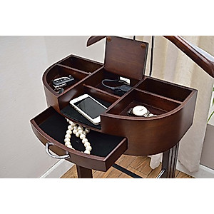 Proman Products Crescent Moon Valet Stand VL16546 with Drawer, Top Tray, Contour Hanger, Trouser Bar, Tie & Belt Hooks and Shoe Rack