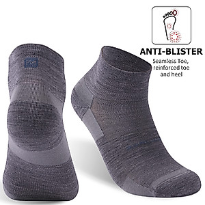 Golf Socks, ZEALWOOD Low Cut Running Socks Mens Ankle Wool Socks For Women Athletic Socks Men Womens Hiking Socks Women Men Moisture Wicking Summer Merino Wool Cycling Socks Gifts for Men,L,Grey