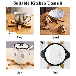 Wooden Trivets for Hot Dishes，Tree Shape Trivet Set，Beech Wood Tree Shape Trivets for Hot Pots and Pans (5 Layers+1 Stand)