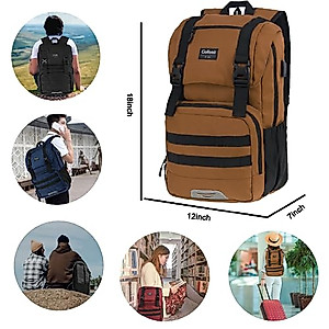 Goloni Casual Travel Backpack for Women Men, Lightweight backpack for college, Casual Daypack Backpacks with USB Charging Port,Brown