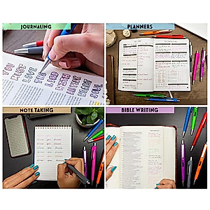 BLIEVE- Bible Pens No Bleed Through, Pack of 7, Bible Journaling Supplies, Colorful Pens, Ink Ballpoint Color Pens, Bullets Journal Pens, Fine Point Writing Pens, Colored Gel Pen, Study Accessories