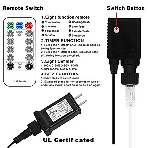 416 LEDs 8 Modes Outdoor Christmas Decorations Star Lights String, Star Lights Outdoor with 12" Lighted Topper Star with Remote Control Outdoor Party Seasonal Garden Patio Xmas Decor Warm