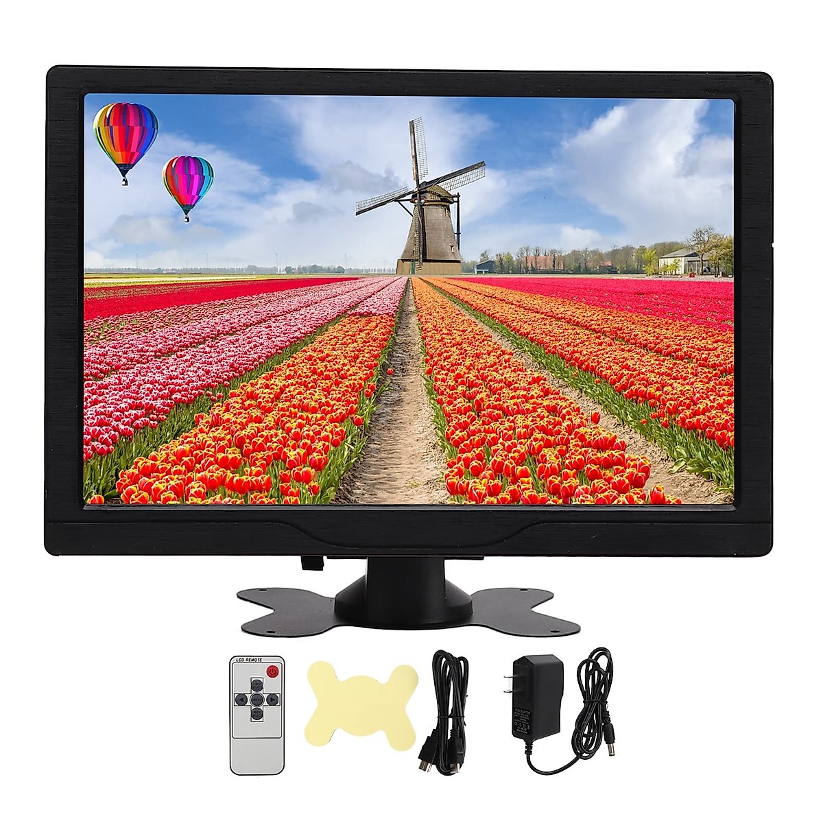 Naroote 10.1 Inch Monitor, Multiinterface HD Display Telecontroller Adjustable Bracket Home Dual (US Plug)