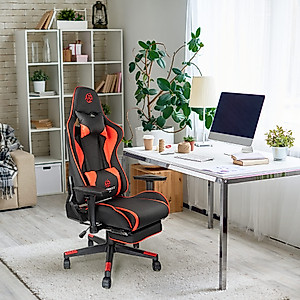 OnTarget Gaming Gaming Chair with Footrest High Back Gaming Chair with Footrest Ontarget GC100 Video Game Chair PC Racing Style Gamer Chair