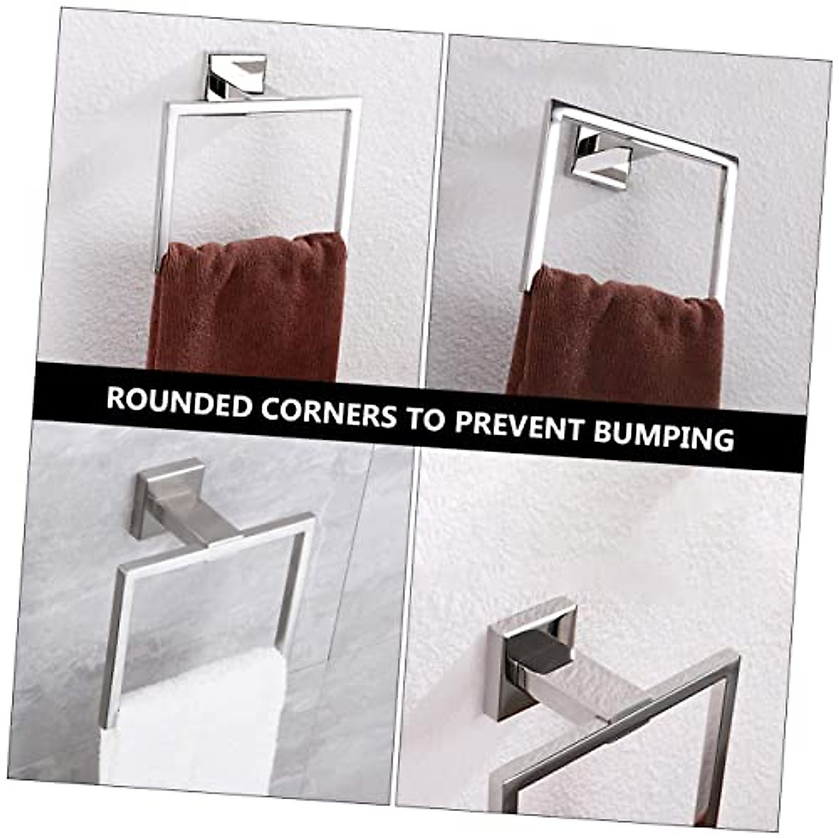 Yardwe 1pc Square Towel Ring Wall Mounted Towel Holder Wall Mounted Towel Rack Square Towel Holder Adhesive Towel Ring Bathroom Towel Ring Towel Ring Holder Stainless Steel Towel Holder